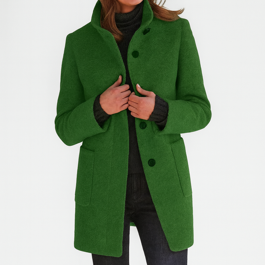 Women Comfortable Coat High Collar Long Sleeve Warm Elegant Classic Fit ...
